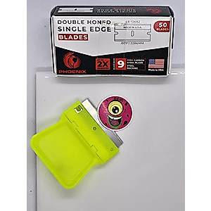 PHOENIX 68-12692 Box of 50 Heavy Duty Single Edge Razor Blades - (#9 High Carbon Steel Blade, Steel Backing) Made In USA, Box Cutter Blades