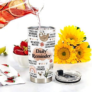 HOMISBES Positive Daily Affirmations For Women - Positive Thoughts Travel Mug - Inspirational Gifts - Mental Health Gift - Stainless Steel Tumbler 20oz