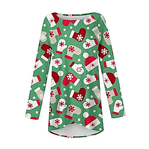 Christmas Printed Long Sleeve Shirts for Women Western Tops for Women Plus Size Tunic Tops Plus Size Crewneck Sweatshirt Closure Blouse Dressy Casual Sweatshirts Round Neck Tunic Tops Loose Pullover