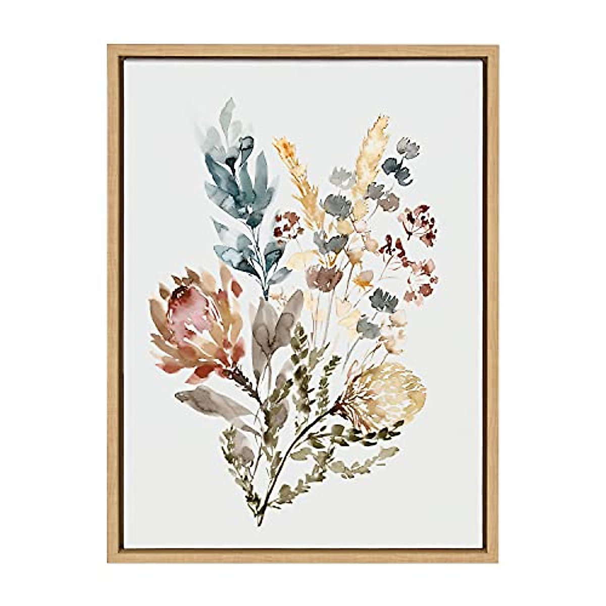 Kate and Laurel Sylvie Wildflower Bunch Framed Canvas Wall Art by Sara Berrenson, 18x24 Natural, Floral Accent for Wall
