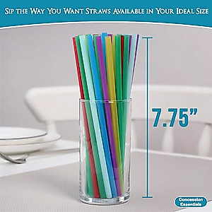 Concession Essentials Neon Jumbo 7.75 UN 500 Neon Jumbo Straws, 7.75" Unwrapped 500ct (Pack of 500), Multi Neon (CENeon7.75Unwrapped-500CT)