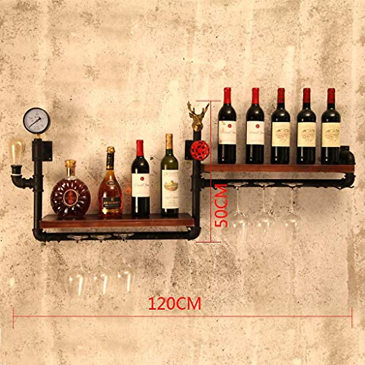 PIBM Stylish Simplicity Wine Shelf Wine Rack Wooden Wall Hanging Wine Rack Wine Glass Holder