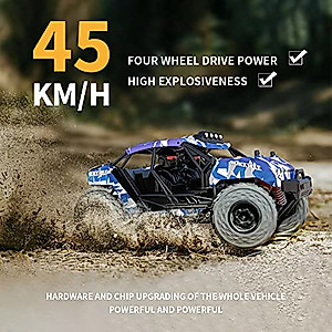 PHOUPHO Remote Control Car 1:16 Scale 45Km/h 4WD RC Car, Drift Off-Road High Speed Remote Control Monster Trcuk with Two Rechargeable Batteries, Hobbyist Grade for Adults, Toy Gift for Boys Girls