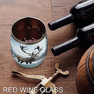 WYUSPGK 304 Stainless Steel Insulated Cup, Snow Elk Print Smooth Rim, Durable & Reusable - Perfect for Office, Home, And Travel