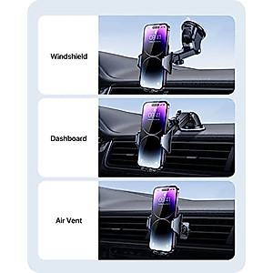 andobil Phone Mount for Car (Bumpy Roads Friendly) Cell Phone Holder Car — Easy Clamp Hands-Free Universal — Fit for Dashboard-Windshield-Vent iPhone 14 13 12 Pro Max, Samsung Galaxy S23 All Phones