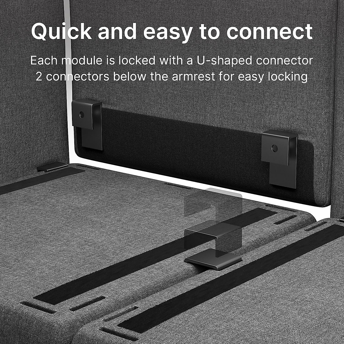 Gizoon Ottoman Module for Modular Sofa, Cube Seat, Square Ottoman for Sectional Couch, Footrest with Modern Fabric, Dark Grey