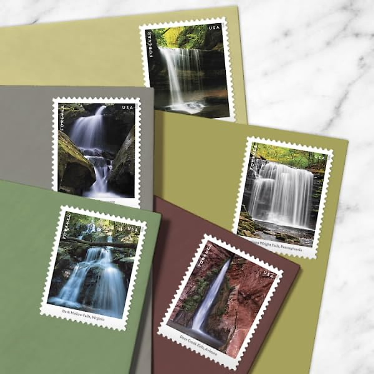 Waterfalls (Sheet of 12) Postage Forever Stamps US Postal First Class Nature Rock River Park Party Announcement Celebration Anniversary Wedding 2023 Scott #5801