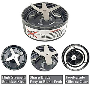 TIMESETL 2 Pack Replacement Extractor Blades and 2 Extra Silicone Rubber Gasket Seal Rings, Replacement Blades Parts Compatible with Nutribullet 600w & 900w NB-101B NB-101S NB-201 Juicer Blenders