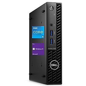 Dell Optiplex 3000 MFF Business Desktop, 12th Gen Intel Core i5-12500T, 16GB RAM, 512GB PCIe SSD, HDMI, Displayport, RJ-45, Wired Keyboard&Mouse, Wi-Fi 6, Windows 11 Pro, Black,16GB RAM | 512GB SSD