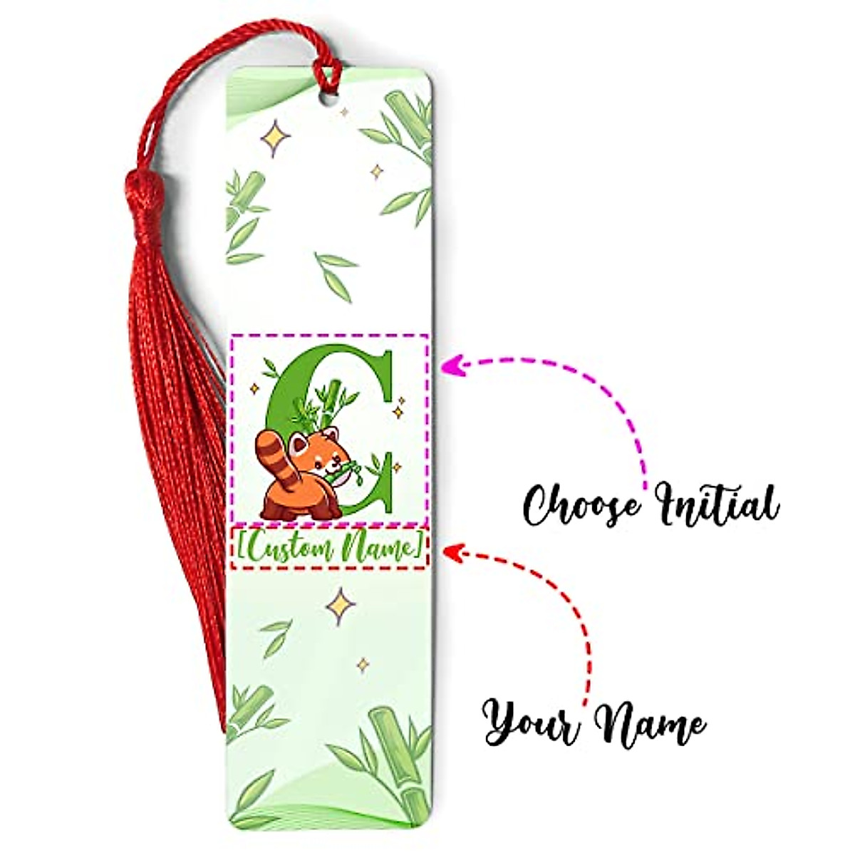 GOLEEX Personalized Initial Bookmark Red Panda Magnetic Bookmarks Customized Name Letter Page Markers Cute Bookworm Gifts for Book Lovers Readers Students Kids Women at Christmas