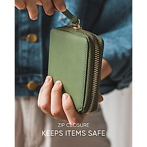 Vulkitty Women Leather Wallet RFID Blocking Bifold Slim Coin Purse Credit Card Holder with Zipper Pocket Case