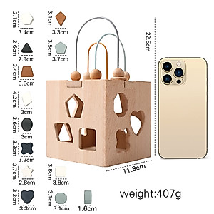 bopoobo Wooden Activity Cube Center Toys with Bead Maze Shape Sorter for 1-3 Montessori Toys for Toddlers Educational Wooden Developmental Learning Toys for Kids