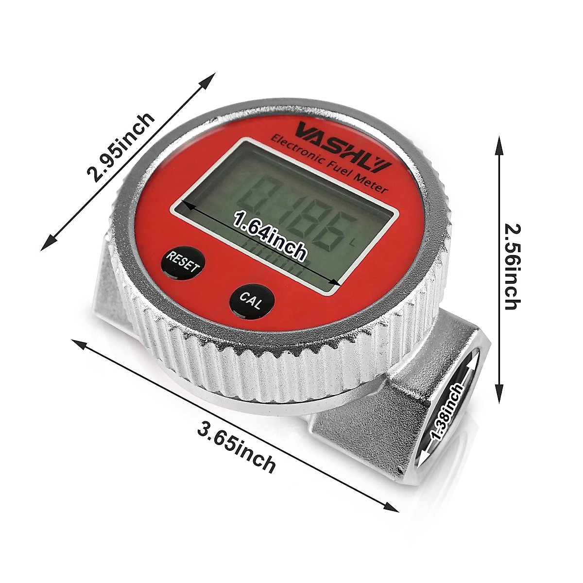 Vashly 1 Inch Turbine Fuel Flow Meter with NPT Counter and Digital LCD Display Flowmeter for Measure Diesel Kerosene Gasoline (1 Inch)