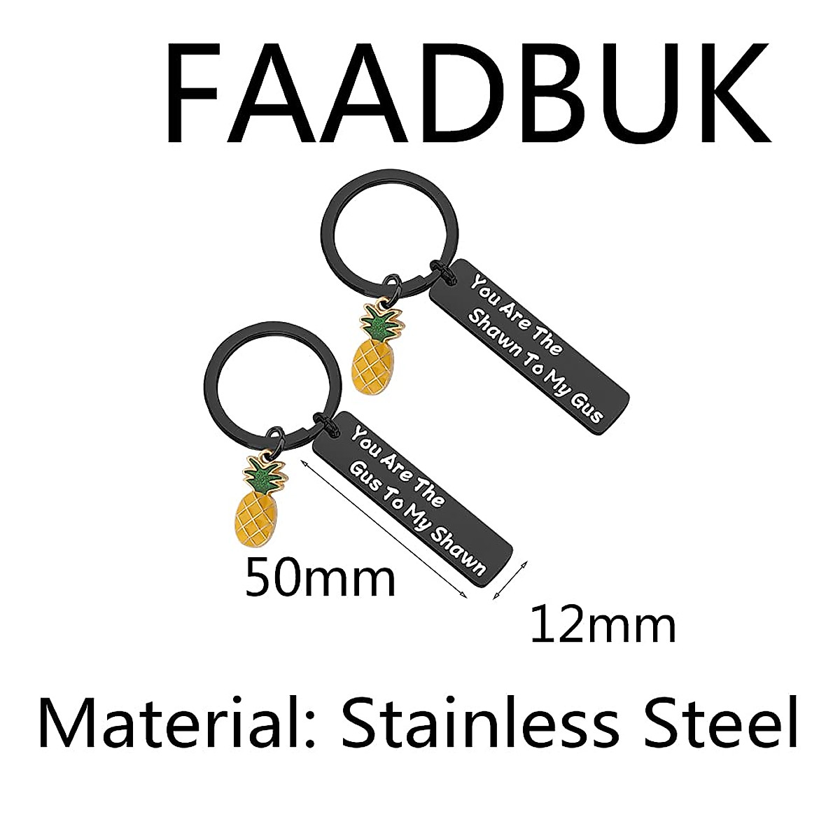 FAADBUK TV Show Inspired Keychain Friendship Keychain Set You Are The Shawn to My Gus Shawn & Gus Gift for Friends (Shawn to My Gus Black)