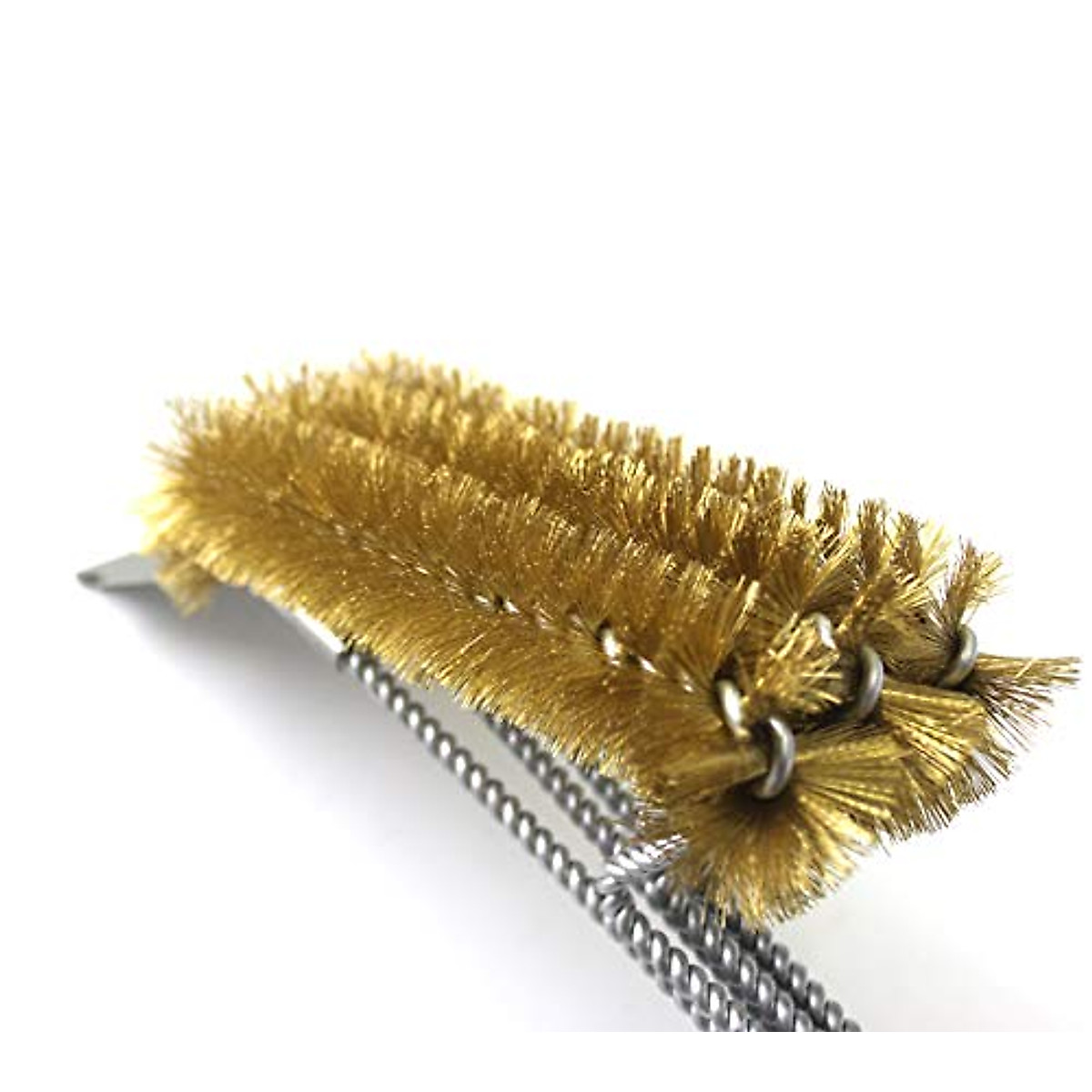Heavy Duty BBQ Grill Brass Cleaning Brush with Built in Scraper - Large Triple - Headed Great for All Smoker Grill Grates Especially Gentle Delicate for Ceramic Griddles for Porcelain Grill Grate Gri