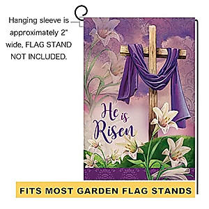 He is Risen Spring Easter Small Garden Flag Vertical Double Sided Burlap Welcome Farmhouse Yard Outdoor Decoration 12 x 18 Inches