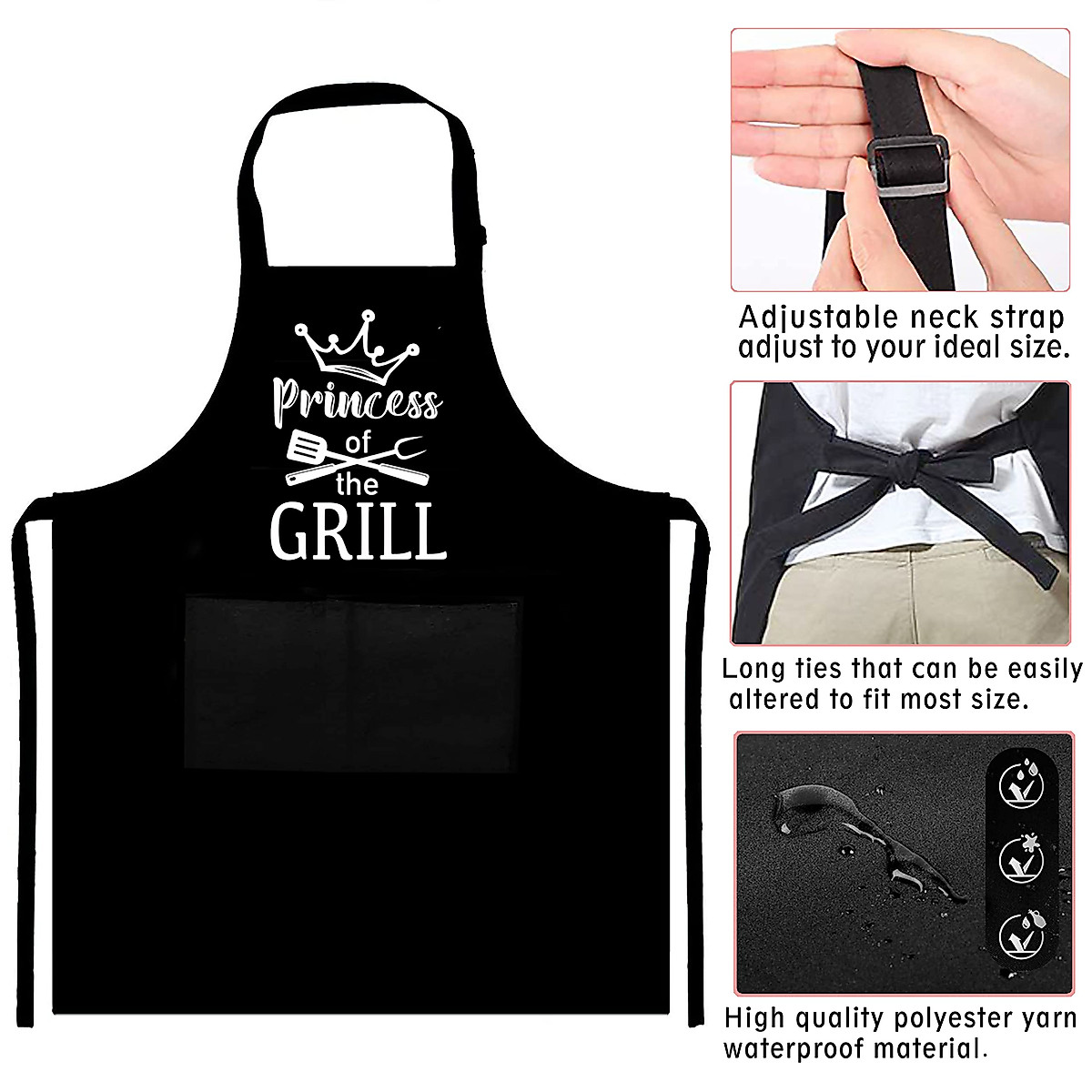 GEMHOPE Kids Apron Children Grill Aprons Funny Child Apron with 2 Pockets Birthday Gifts for Girls Cooking Kitchen Baking Painting