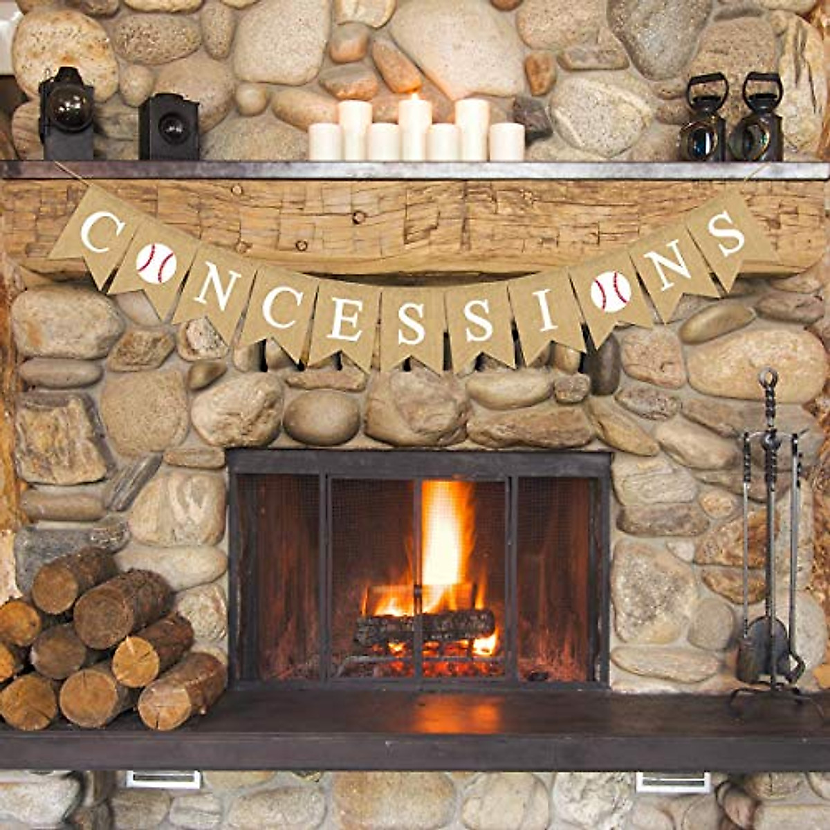 Rainlemon Jute Burlap Concessions Banner Sports Themed Baby Shower Boy 1st Birthday Party Decoration