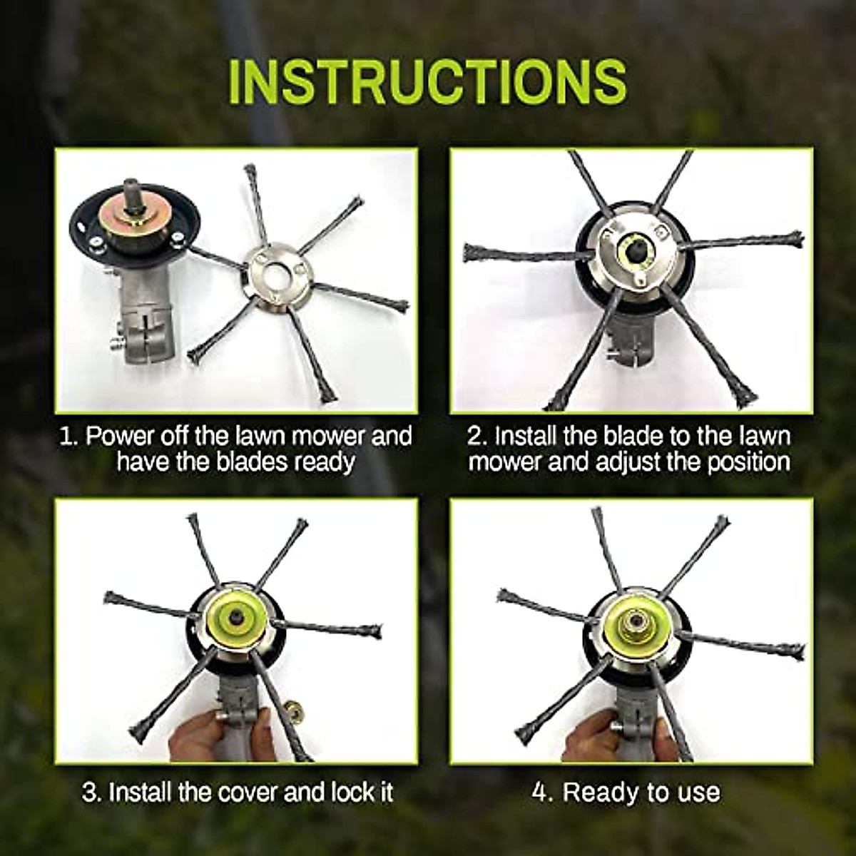 Viilich Steel Wire Grass Trimmer Heads Rounded Edge Weed Trimmer, Cutting Electric Weedeater, Lightweight Grass Trimmer Edger Lawn Tool for Yard and Garden (6 Cutter Heads)