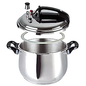 Bene Casa - Stainless Steel Pressure Cooker (9.5 Quarts) - Features Sure-lock Lid System with Airtight Seal and Pressure Release Valve - Dishwasher Safe