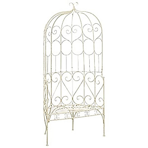 (Fast Delivery) Garden Bench Metal Frame Outdoor Seating Furniture,Patio Wicker Bench Double Seats Chair and for Porch Park Balcony Yard,All Weather Garden Bench 37.4" Iron Antique White