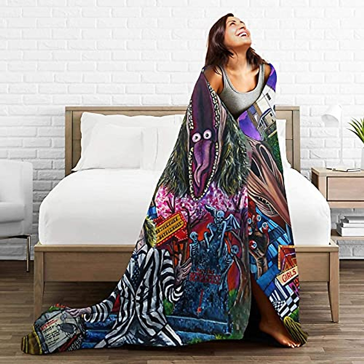 Halloween Movie Fleece Throw Blankets for Couch Cozy Lightweight Soft Blankets and Throws for Sofa 60"X50"