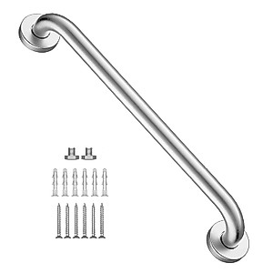 16 Inch Shower Grab Bar Satin Brushed Nickel, ZUEXT Stainless Steel Safety Grab Bar Handle, Bathroom Balance Bar, Safety Hand Rail Support - Handicap, Elderly, Injury, Senior Assist Bath Handle