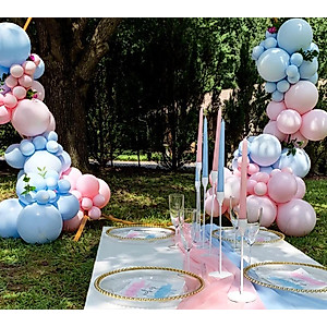 Pink and Blue Balloons Garland Arch Kit - 100Pcs 18+12+5 Inch Pink Blue Confetti Party Balloons for Gender Reveal Boys Girls Birthday Baby Shower Wedding Engagements Anniversary Party Decorations