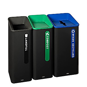 Rubbermaid Commercial Products Sustain Mixed Recycling Trash Can, 23-Gallon, Blue, Indoor/Outdoor Garbage Bin with Nested Lid for Office/Mall/School/Stadium