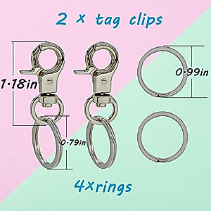 DORUI Dog Tag Clips 2 Pack Easy Change for Pet ID Tag Quick Clips Small Medium Large Dogs and Cats Collars|Silver|