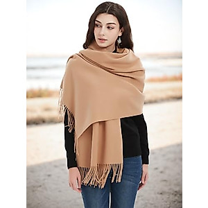 Novawo Wool Shawl Large Thick Pashmina Travel Scarf Winter Wraps for Women