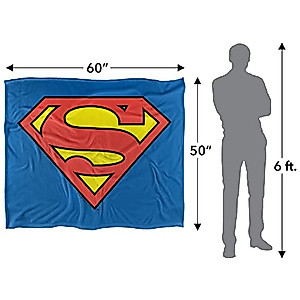 Superman Blanket, 50"x60", Classic Logo Silky Touch Sherpa Back Super Soft Throw Blanket