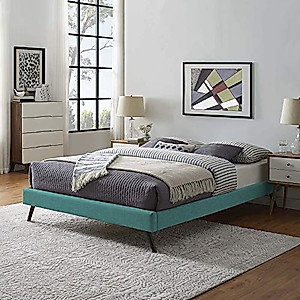 Modway Loryn Upholstered Queen Platform Bed Frame with Wood Slat Support in Teal