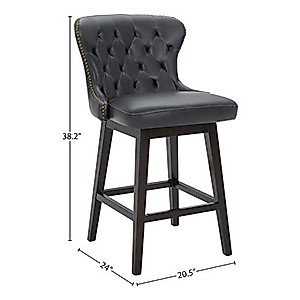 Amazon Brand – Stone & Beam Morgan Faux Leather Memory-Swivel Counter-Height Barstool, 38.2"H, Black