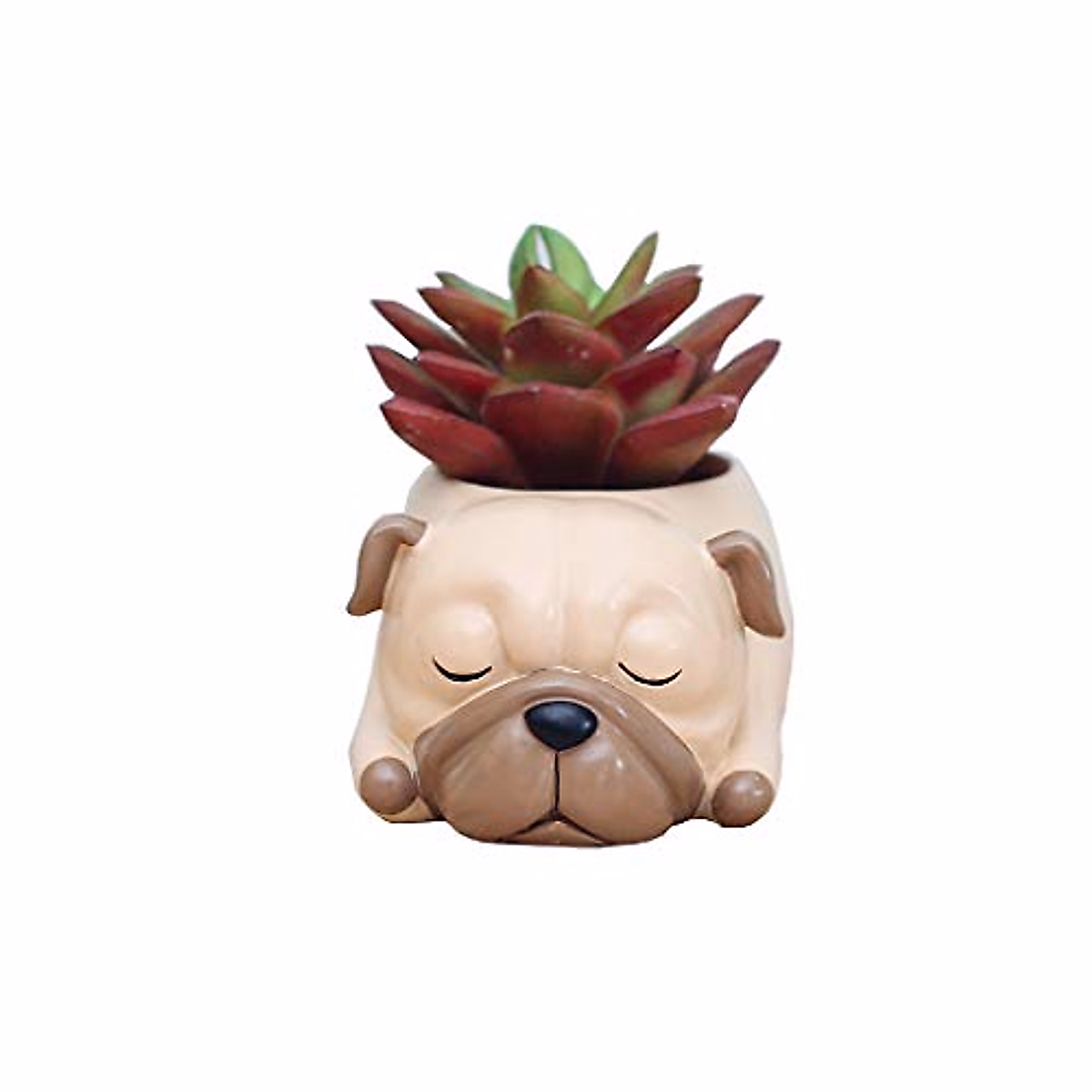 Youfui Home Decor Pot, Animal Succulent Planter Flowerpot for Home Office Desk Decoration (Sleep Pug)