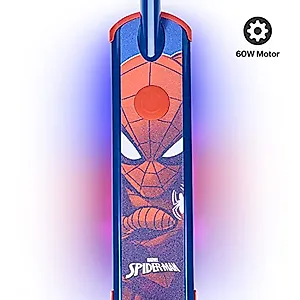 Jetson Marvel Spider-Man Kids' Electric Scooter, 7 Miles Per Hour, 4 Miles Max Range, 60-Watt Motor, Light-Up Deck, Height-Adjustable Handlebar, Ages 8+, JSPMN-ELE