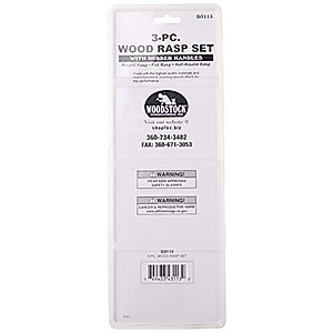 WOODSTOCK D3113 3-Piece Wood Rasp Set with Rubber Handles