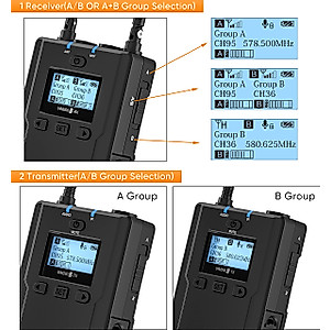 Wireless Lavalier Microphone, Comica CVM-WM200A 96-Channel UHF Wireless Lapel Microphone System for Cameras/XLR Camcorders Interview Youtube Video Recording, Dual Lav Mic with 394FT Transmission