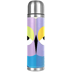 Stainless Steel Leather Vacuum Insulated Mug Owl Thermos Water Bottle for Hot and Cold Drinks Kids Adults 16 Oz