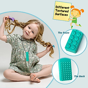 Chew Necklace, Silicone Chew Necklaces for Sensory Kids and Adults, 4 Pack Mouth Fidgets Chewy Necklace Sensory Chew Toys for Boys Girls with Autism Anxiety ADHD, BPA Free