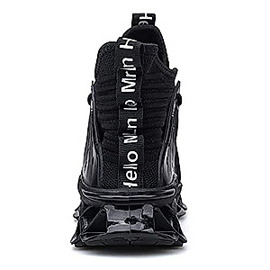 DUDHUH Running Shoes for Men Comfortable Athletic Cross Trainer Casual Walking Fashion Mens Tennis Sock Sneakers Black