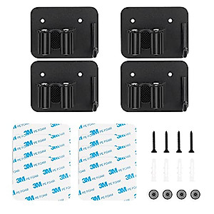 Mop and Broom Holder Wall Mount. Non-slip Stainless Steel Mop Holder Broom Hanger Tool Organizer Self Adhesive. Organization and Storage for Home Garden Garage Kitchen Laundry Room (Black, 4 Pack)
