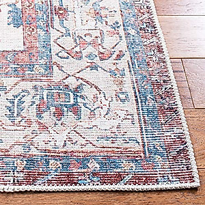 SAFAVIEH Serapi Collection Machine Washable 9' x 12' Red/Ivory Boho Chic Oriental Medallion Living Room Bedroom Dining Area Rug