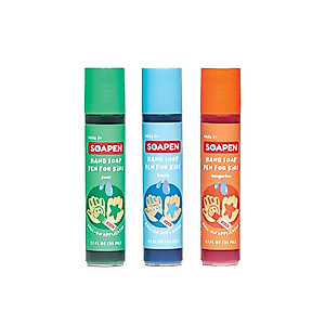 SOAPEN Kids’ Roll-On Hand Soap | As Seen on Shark Tank | Fun, Colorful Soap Pen | Encourages Proper Handwashing | Nourishing, Paraben Free | 3 Pack (Pear/Berry/Tangerine)