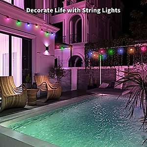 LUMIMAN Smart Color Changing Outdoor String Lights 48FT RGBIC Balcony Light with 15LED G45 Bulbs, APP Control 2.4GHZ WiFi Alexa Google, Connectable for Patio Gazebo Café Backyard
