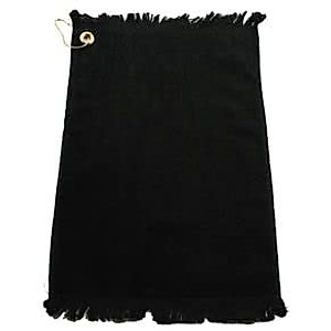 ProActive Sports Golf Towel w/Fringe 11" x 18" Cotton Velour Black