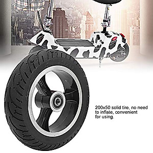 Solid Tire for Electric Scooter, Simple Installation Practical 200x50 Solid Tire Puncture Resistance with Hub Replacement for Electric Scooter