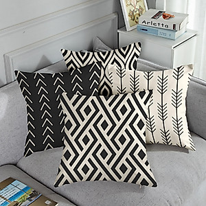 Sanwarm Throw Pillow Covers Home Decor Set of 4 Camouflage Dot Abstract Paint Black Pillow Cases Decorative 18 x 18 Inches Outdoor Cushion Couch Sofa Pillowcases