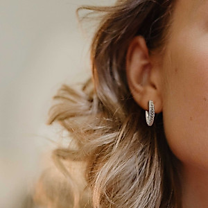 1/2 Cttw Diamond Double Row Hoop Earrings set in 925 Sterling Silver