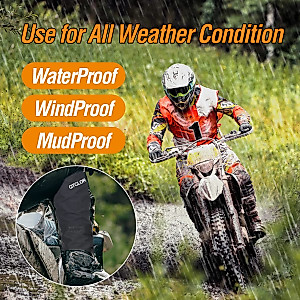 Leg Gaiters Waterproof Snow Boot Gaiters for Snowshoeing, Hiking, Hunting, Running, Motorcycle Anti-Tear Oxford Fabric, TPU Instep Belt Metal Shoelace Hook Adjustable top Buckle Strap for Outdoor